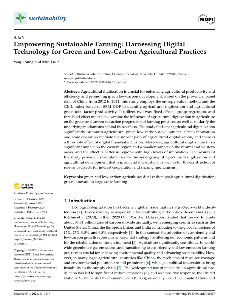 Empowering Sustainable Farming- Harnessing Digital Technology for Green ...