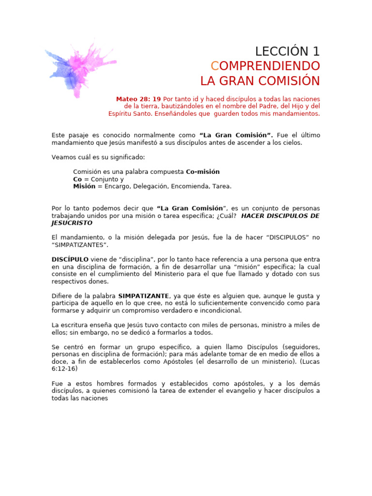 Discipulado según la Gran Comisión | PDF | Gran comisión | Iglesia ...