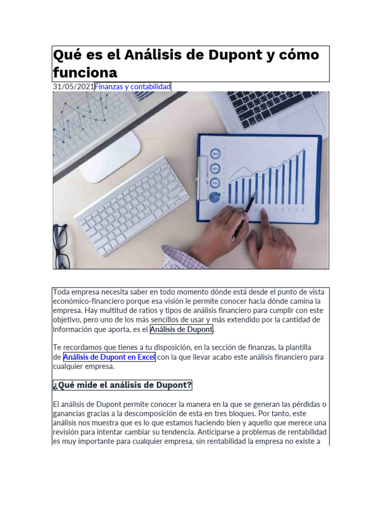 Plantillapyme. (2021). ¿Qué Es El Análisis de Dupont y Cómo Funciona | PDF | Rentabilidad sobre ...