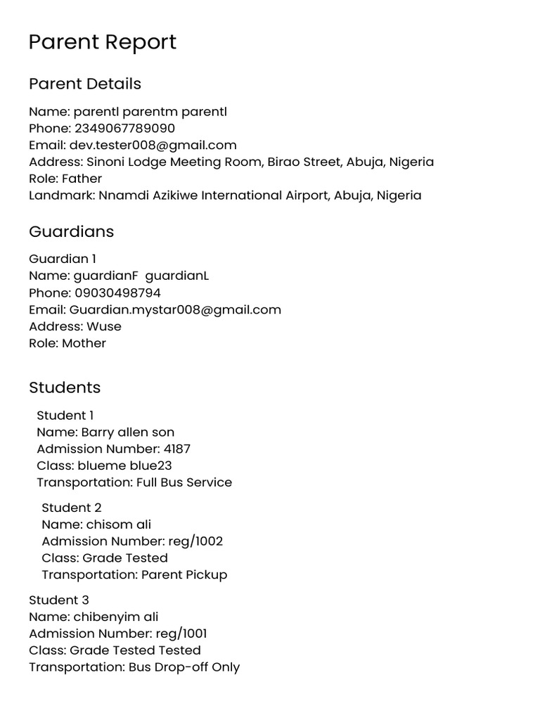 Parent Report | PDF | Family | Interpersonal Relationships
