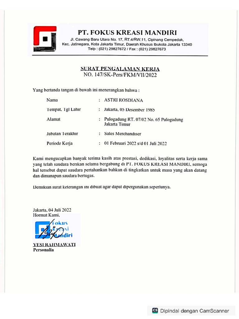 Contoh Paklaring | PDF