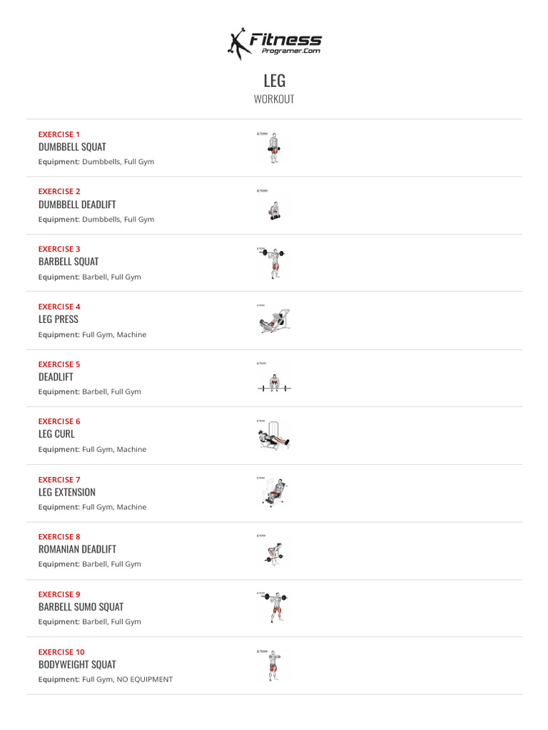 Essential Leg Workout Exercises Guide | PDF