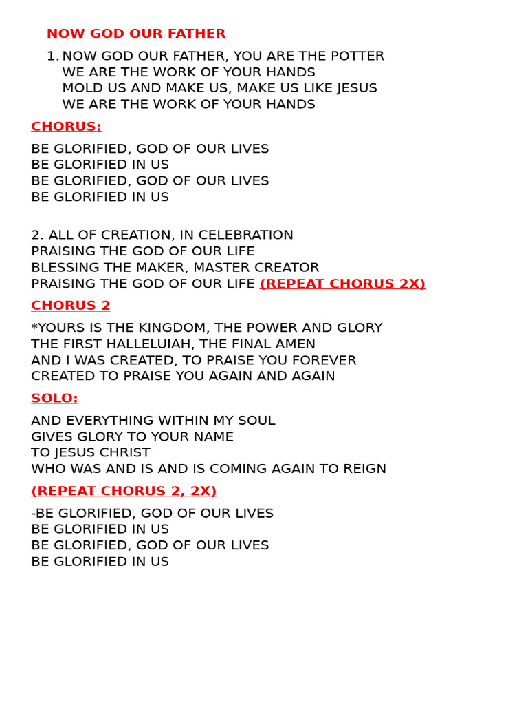 Now God Our Father | PDF
