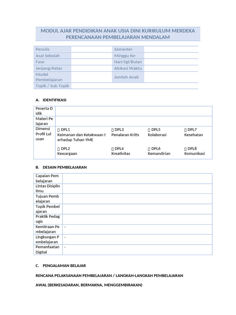 Template Modul Ajar | PDF