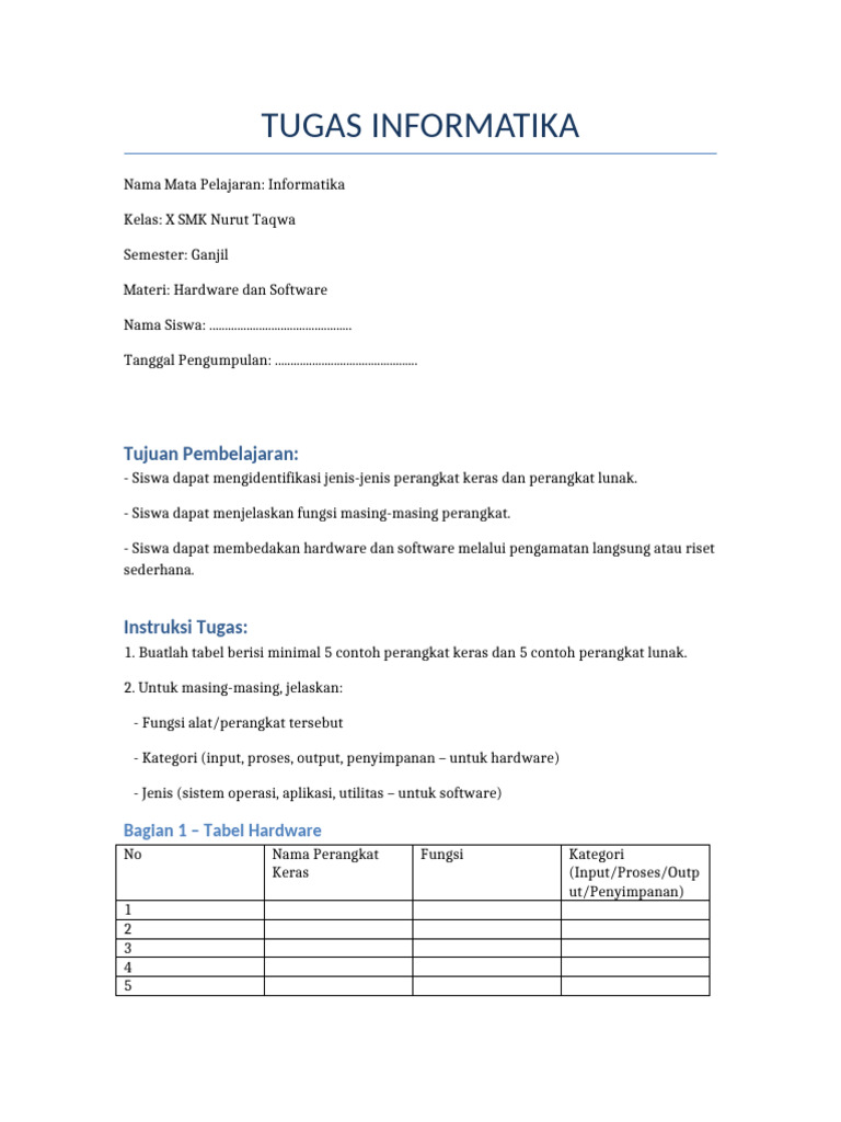 Tugas Informatika Hardware Software | PDF