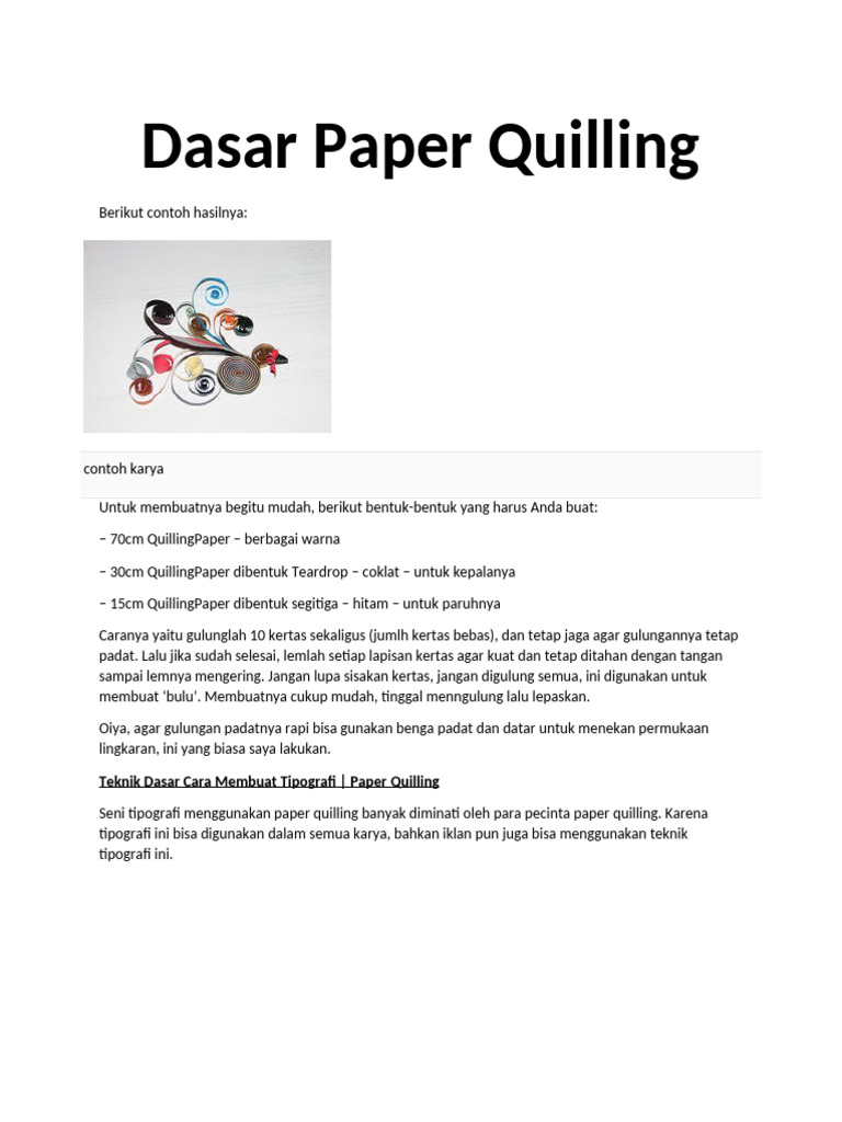 Dasar Paper Quilling | PDF
