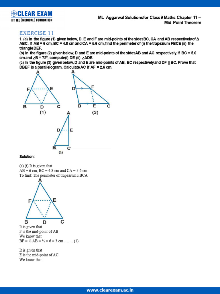 Chapter 11 Mid Point Theorem | PDF | Euclidean Plane Geometry | Classical Geometry