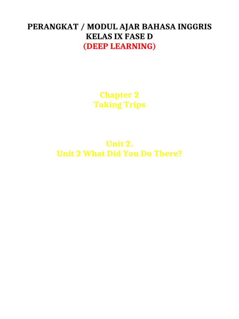 Modul Ajar Chapter 2 Unit 2 Pembelajaran 9 & 10 | PDF