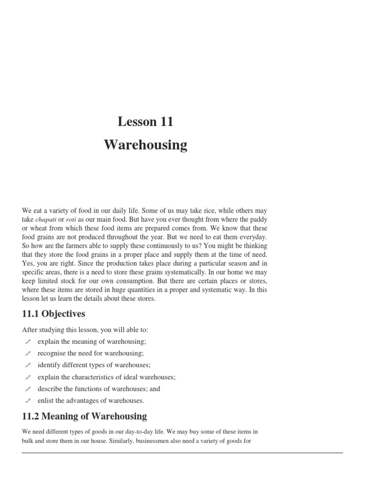 Lesson 11 | PDF | Warehouse | Industries