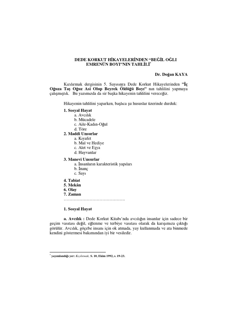 Dogan Kaya Begiloglu Emrenin Tahlili | PDF