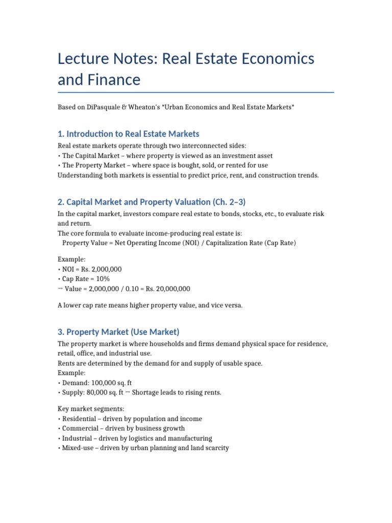 Real Estate Economics and Market Dynamics | PDF | Private Sector ...
