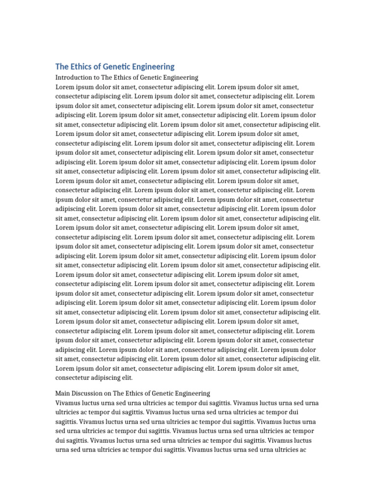 The Ethics of Genetic Engineering | PDF