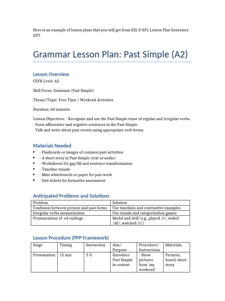 Grammar Lesson Past Simple A2 Updated | PDF | Cognition | Human ...