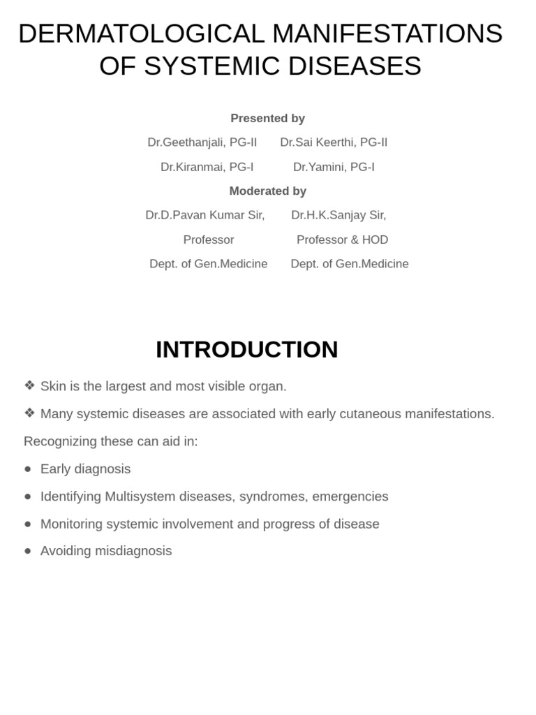 Dermatological Signs of Systemic Diseases | PDF | Cutaneous Conditions ...