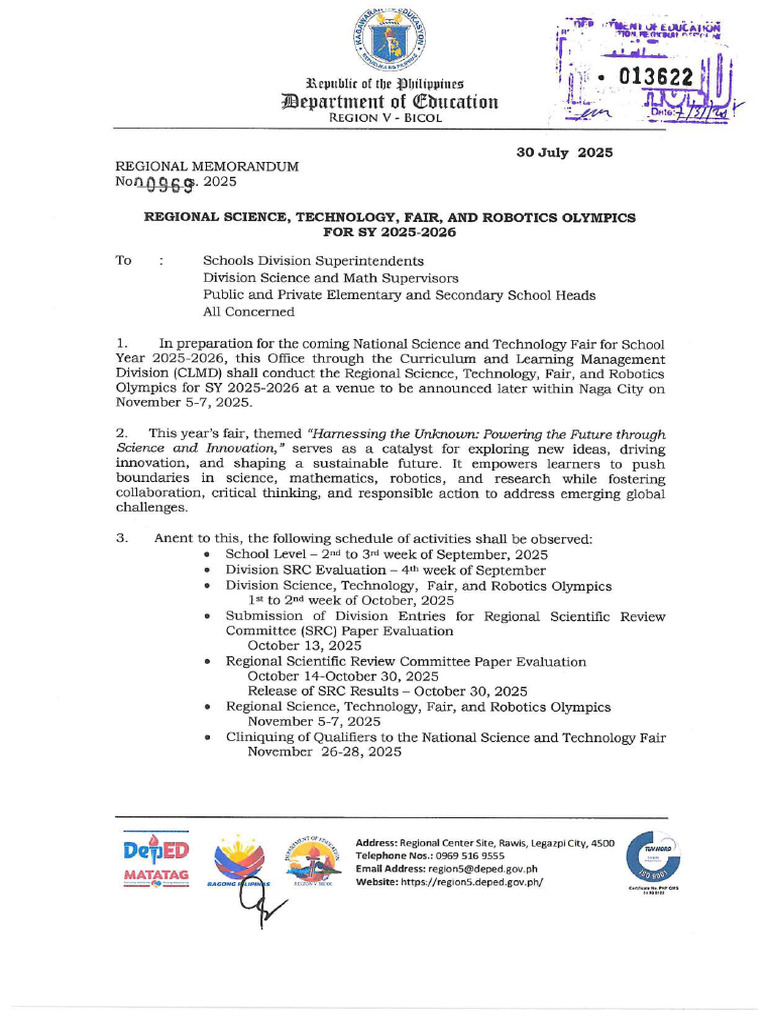 RM - 00969 S - 2025 - Regional Science, Technology, Fair, and Robotics ...