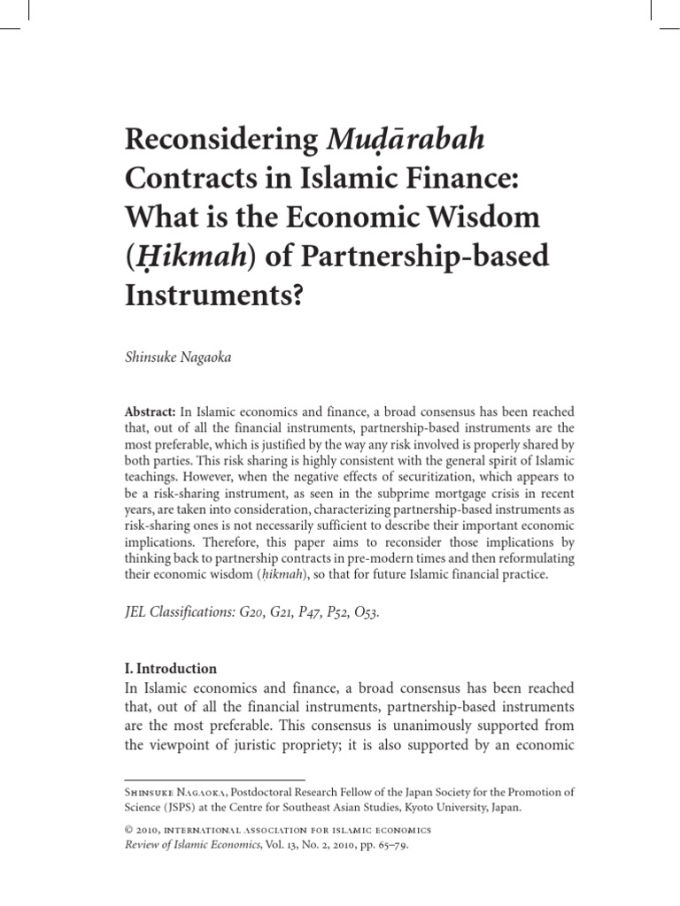 Reconsidering Mudarabah Contracts in Islamic Finance What Is The ...