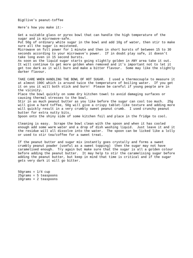 Clives Peanut-Toffee Recipe | PDF