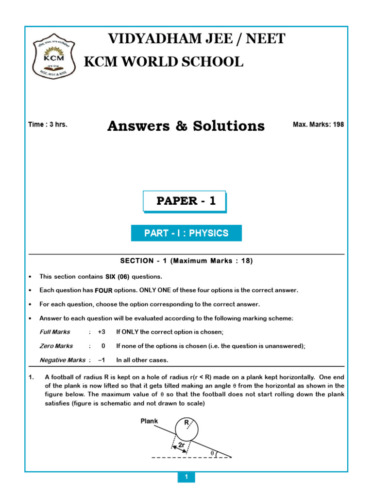 2.JAFT-2 Paper-1 Solution | PDF | Physical Sciences | Chemistry