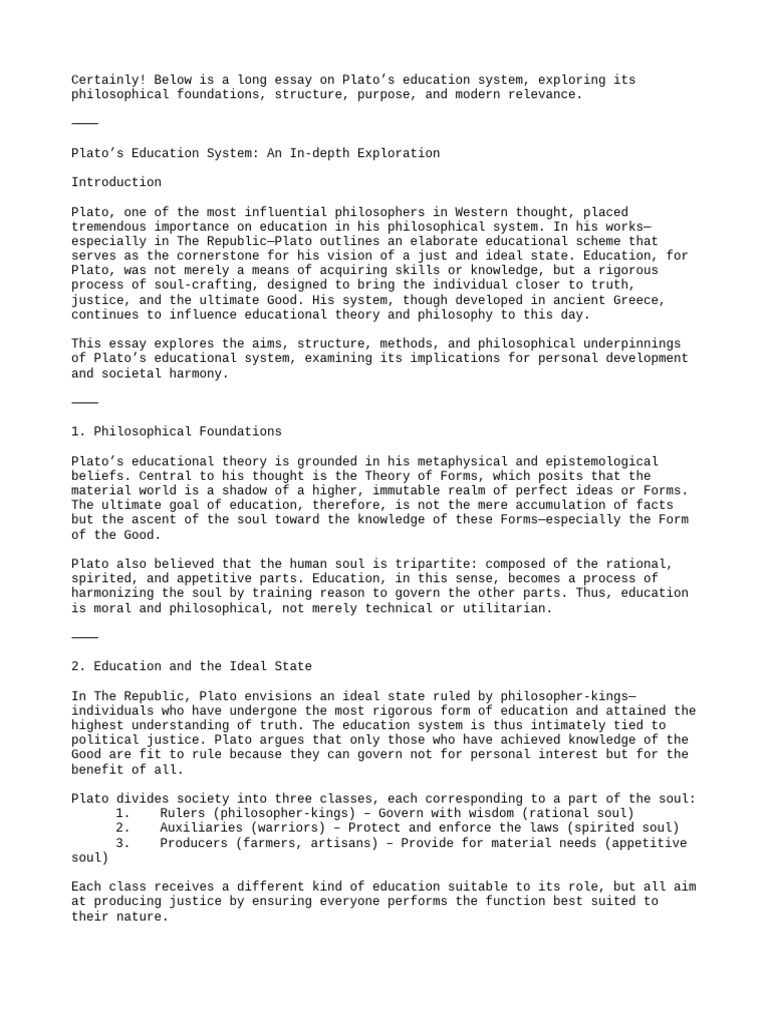 Platos Education System Political Science | PDF | Plato | Liberal Arts ...