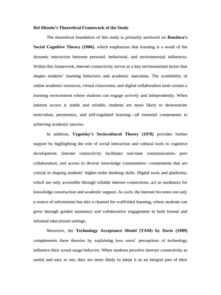 Del Mundo's Theoretical Framework of The Study | PDF | Learning | Social Psychology