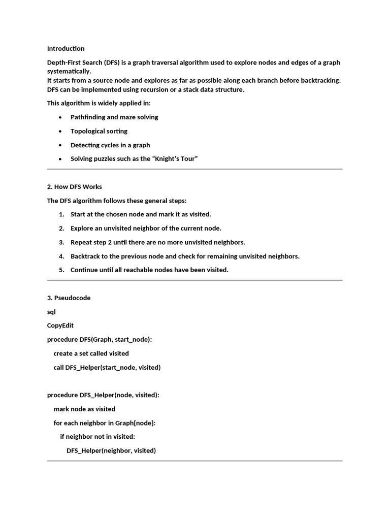 Depth-First Search - Graph Traversal Technique | PDF