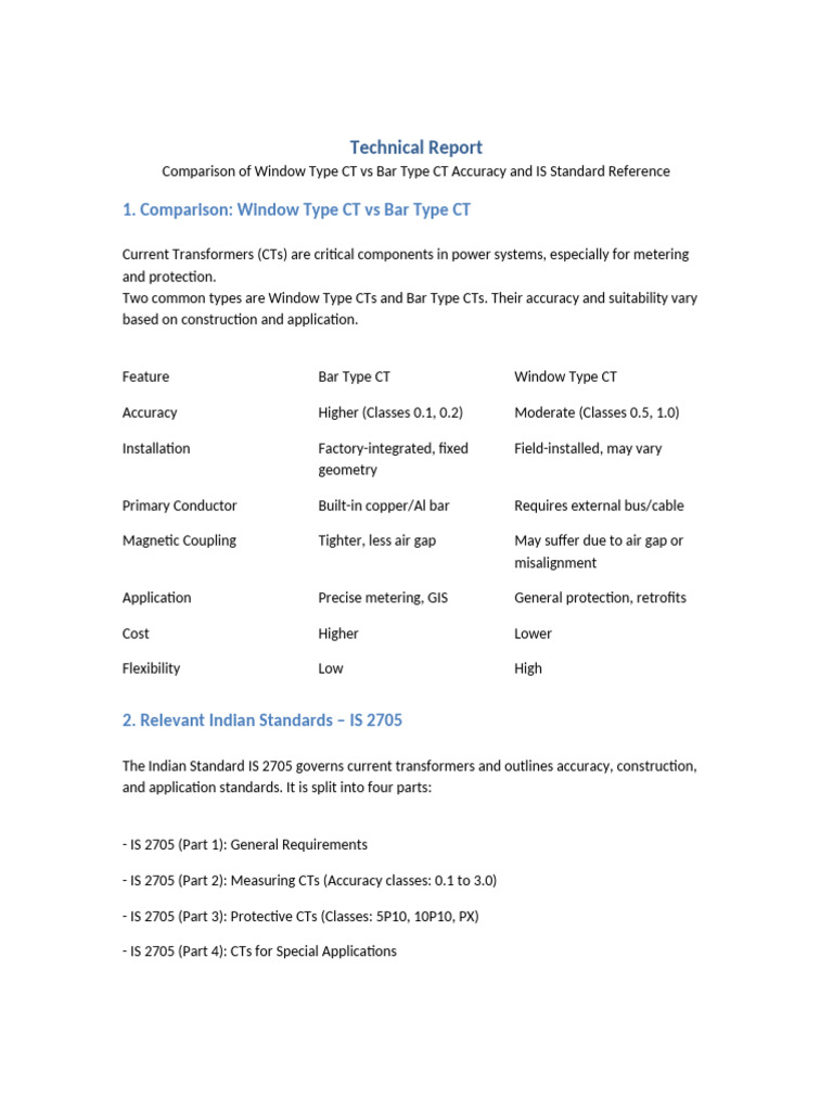 Window Vs Bar Type CT Accuracy Is 2705 Report | PDF