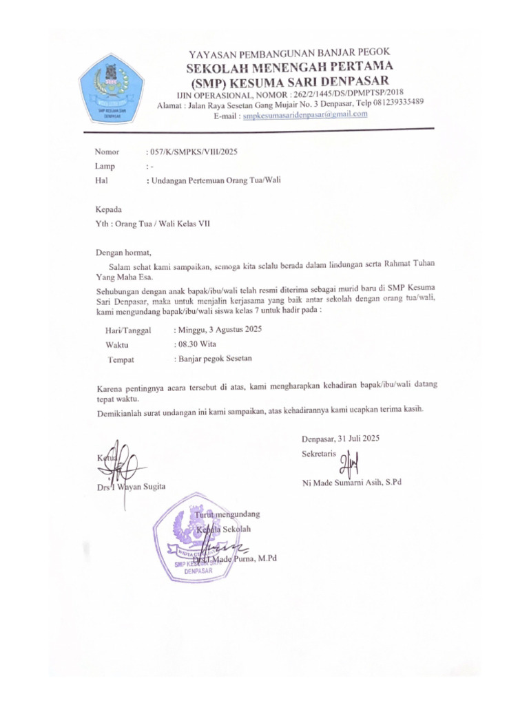 SMP Kesuma Sari | PDF