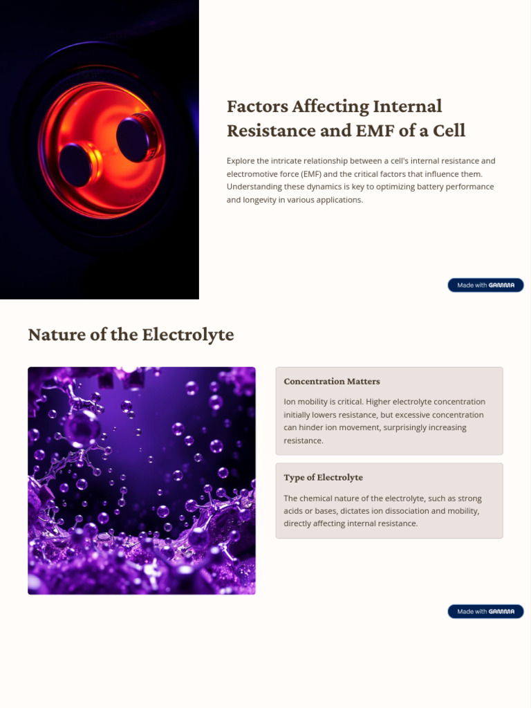 Factors Affecting Internal Resistance and EMF of A Cell | PDF ...