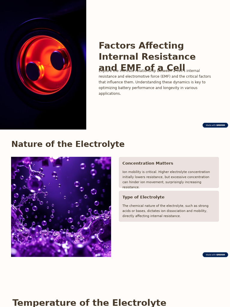 Factors Affecting Internal Resistance and EMF of A Cell | PDF ...