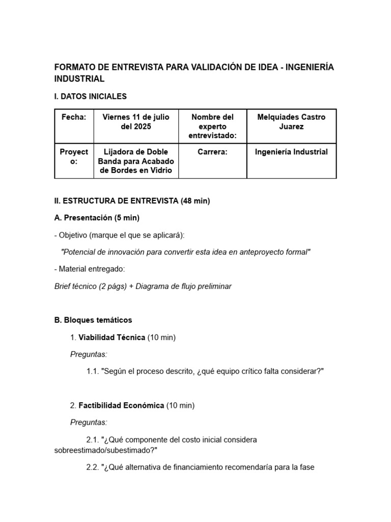 Formato de Entrevista | PDF