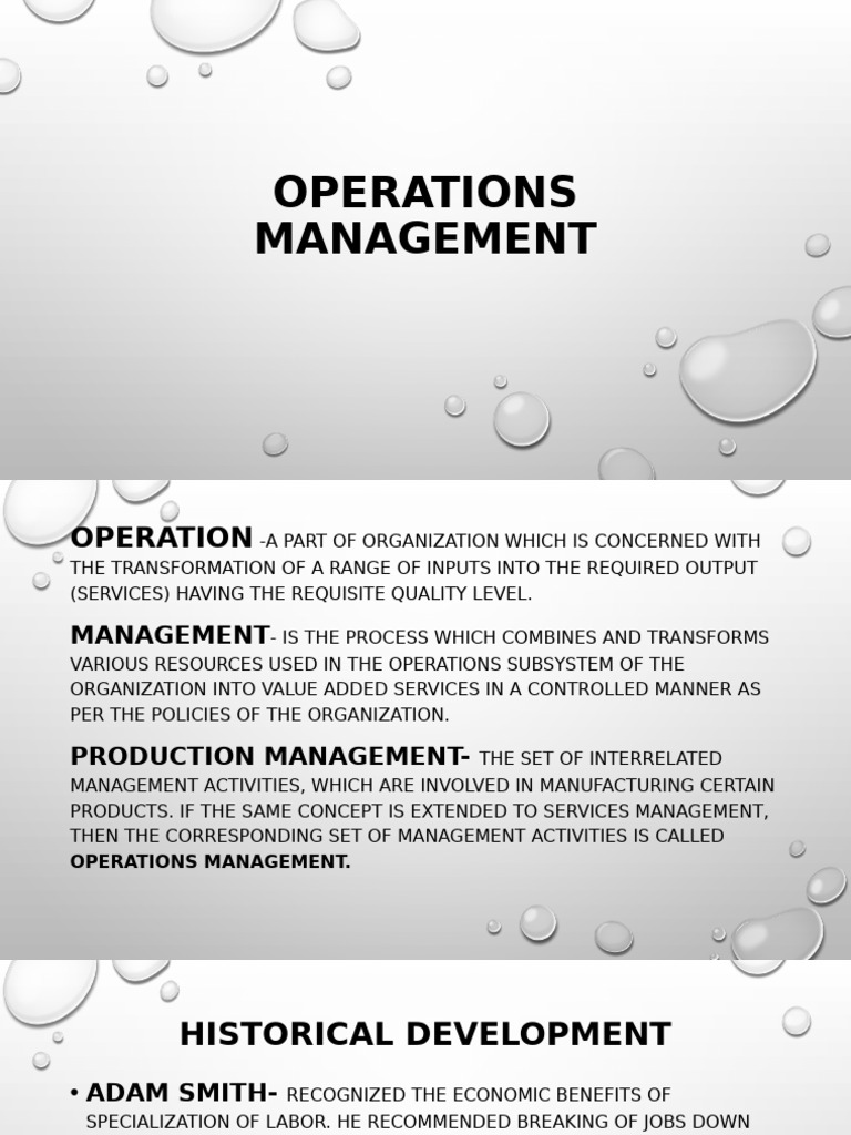 Operations Management | PDF | Operations Management | Division Of Labour