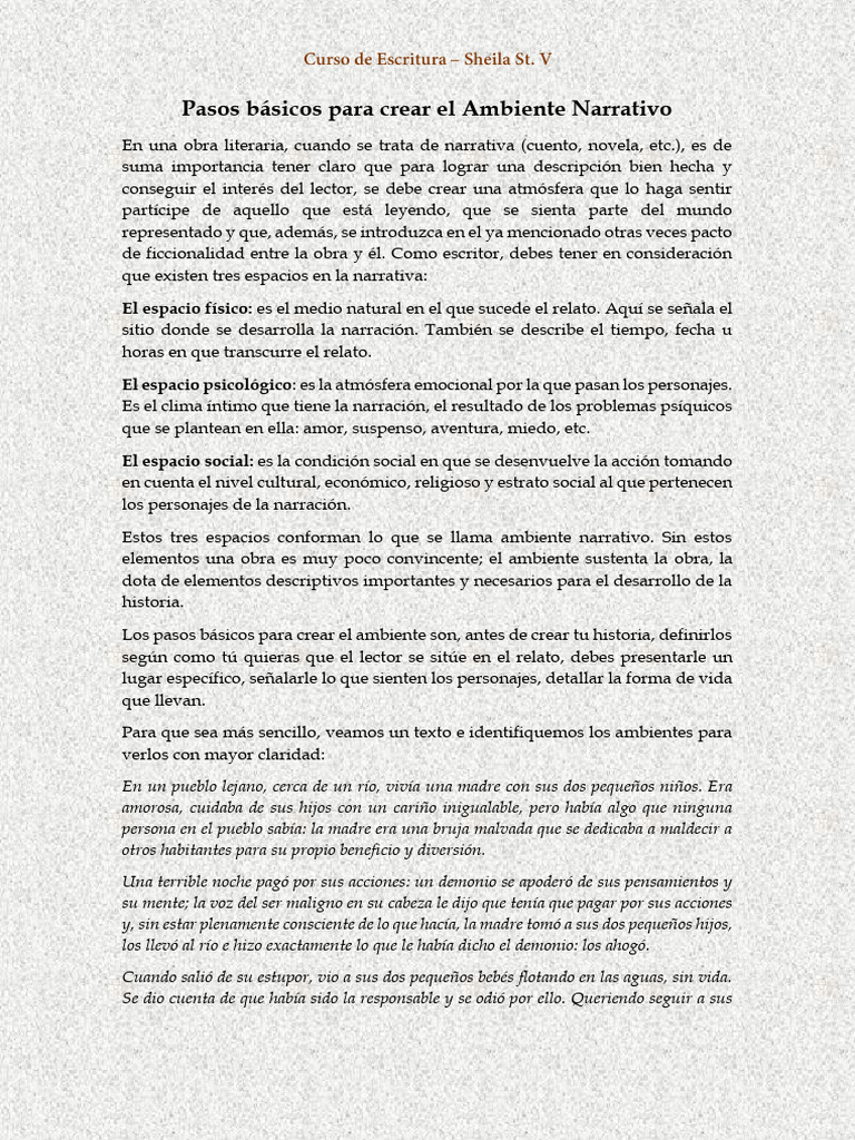 Pasos Básicos para Crear El Ambiente Narrativo | PDF | Narración