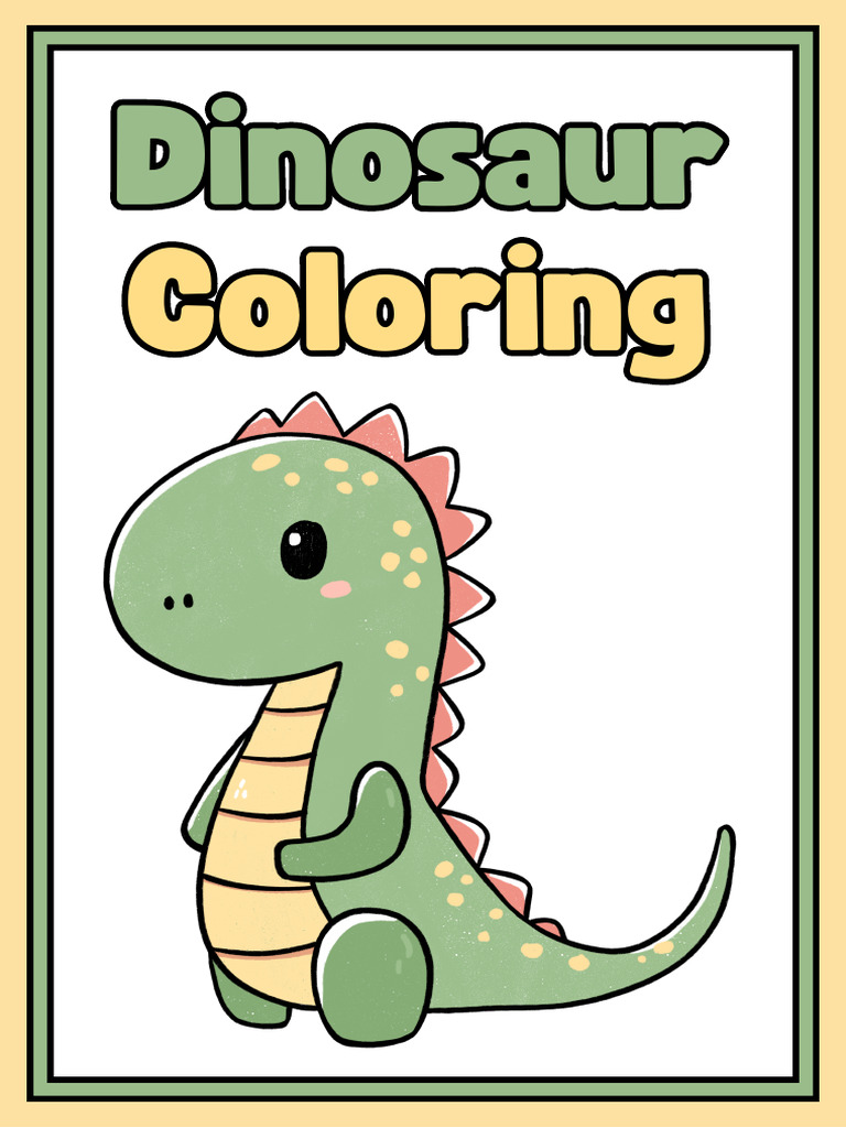 Dinosaur Coloring Poster in Colorful Lined Dinosaur Illustration Style ...