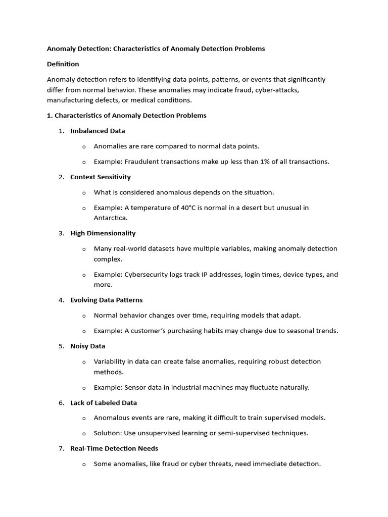 Anomaly Detection: Key Characteristics & Methods | PDF | Cluster ...