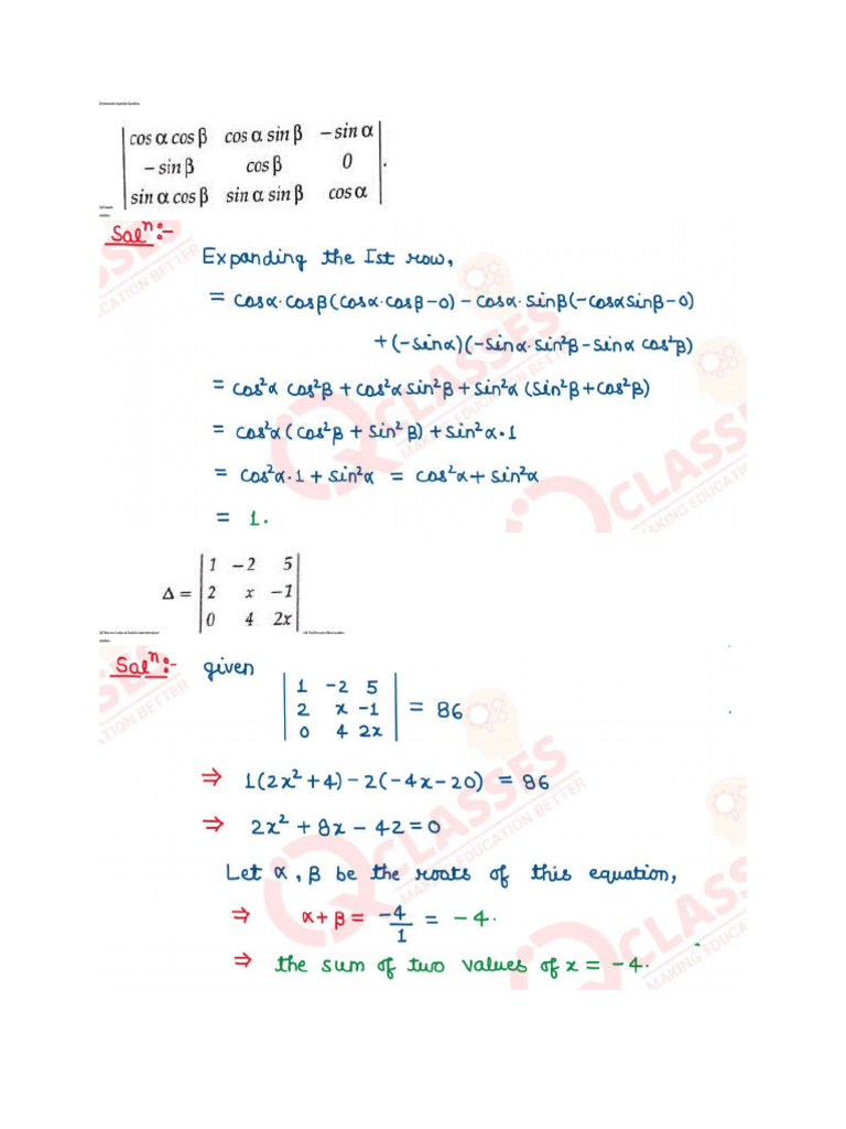Key Questions on Determinants | PDF