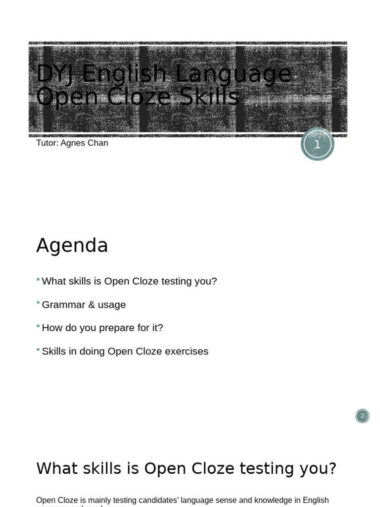 Understanding Open Cloze Skills | PDF | Noun | English Grammar