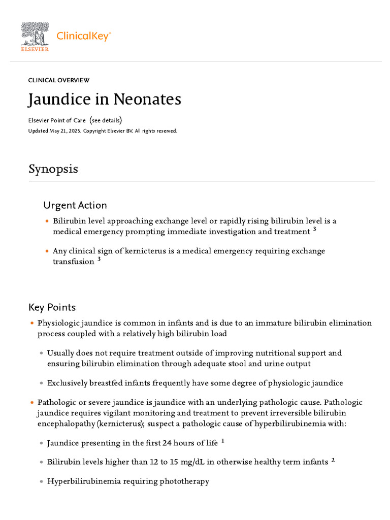 Jaundice in Neonates - ClinicalKey | PDF | Breastfeeding | Anemia