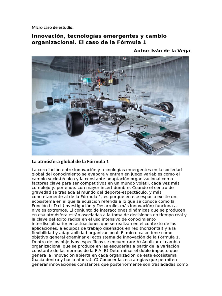 Innovación y Cambio Organizacional en F1 | PDF | Formula Uno | Innovación