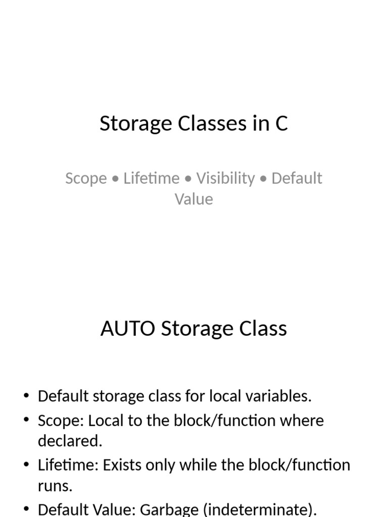 Overview of C Storage Classes | PDF