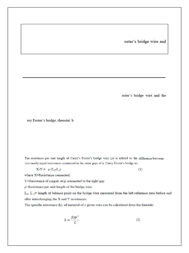 Carey Foster Bridge Experiment Guide | PDF | Experiment | Electromagnetism