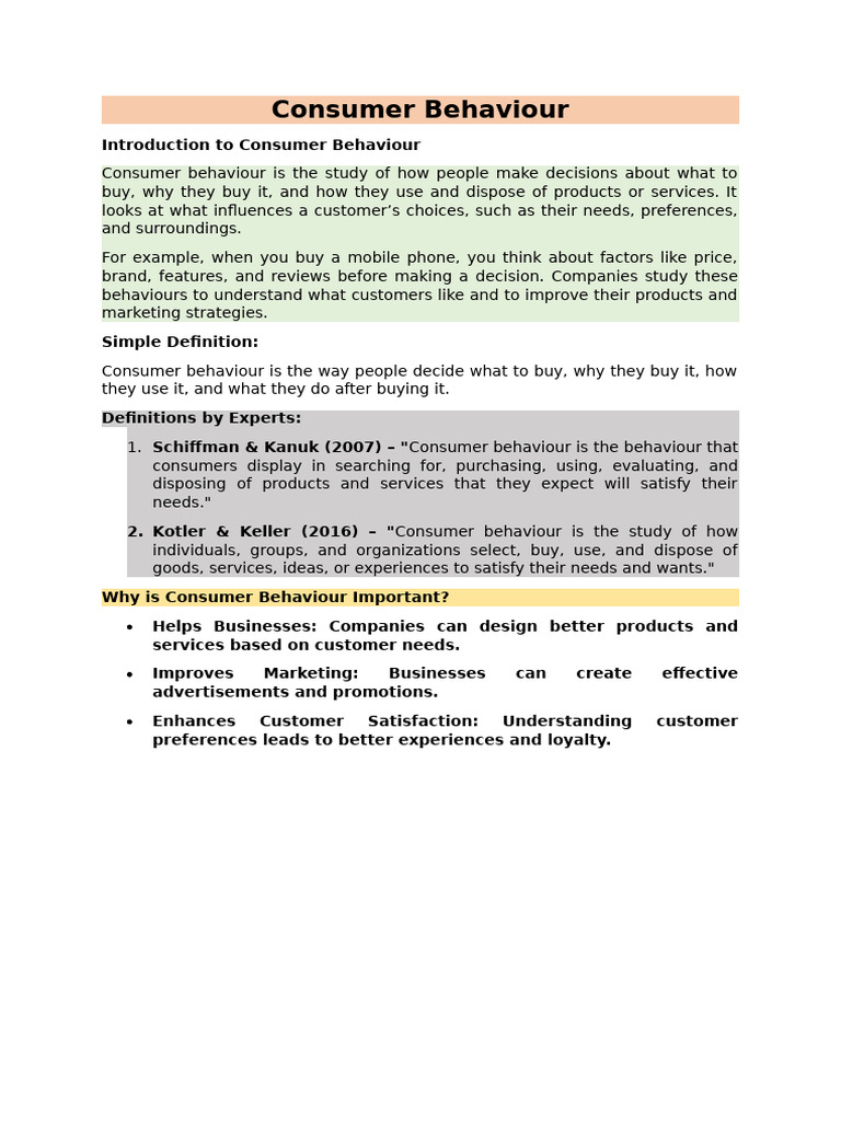 Understanding Consumer Behaviour | PDF | Consumer Behaviour | Behavior