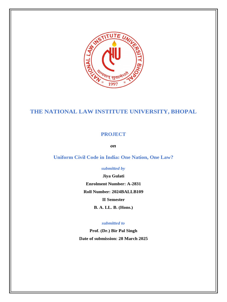 Jiya Gulati's UCC Project Overview | PDF | Justice | Crime & Violence
