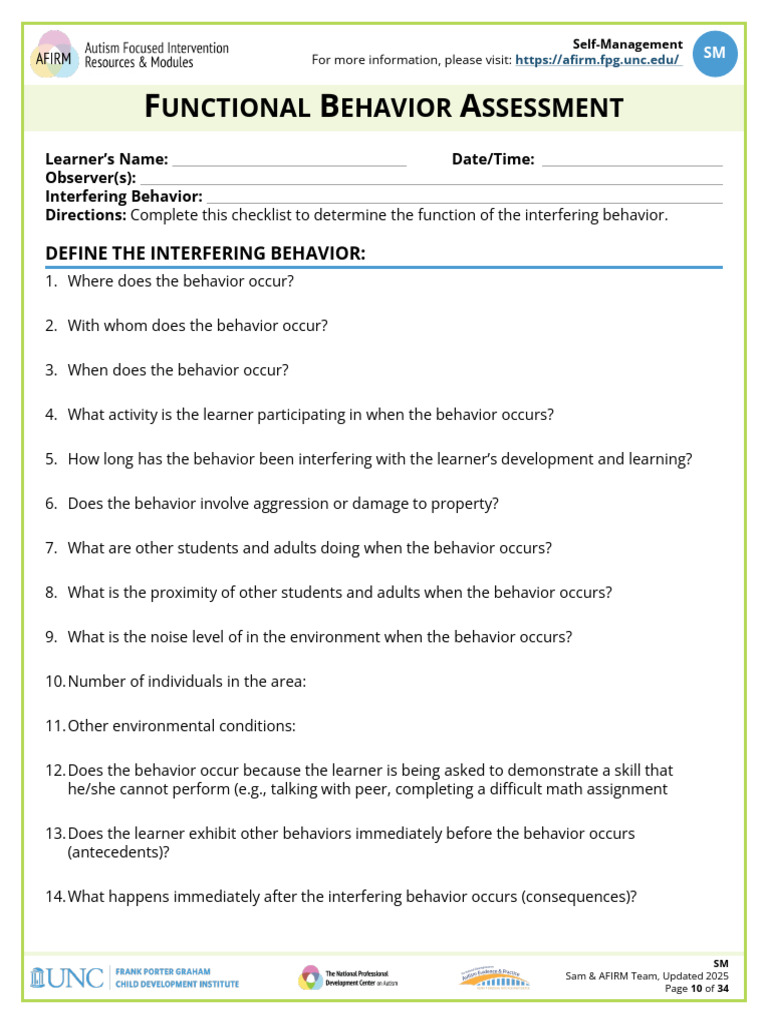 Functional Behavior Assessment | PDF