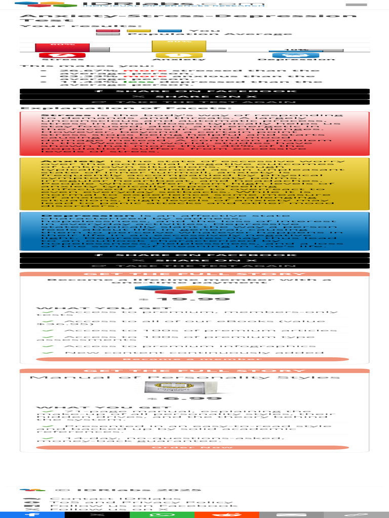 Anxiety-Stress-Depression Test Results | PDF | Anxiety | Abnormal ...