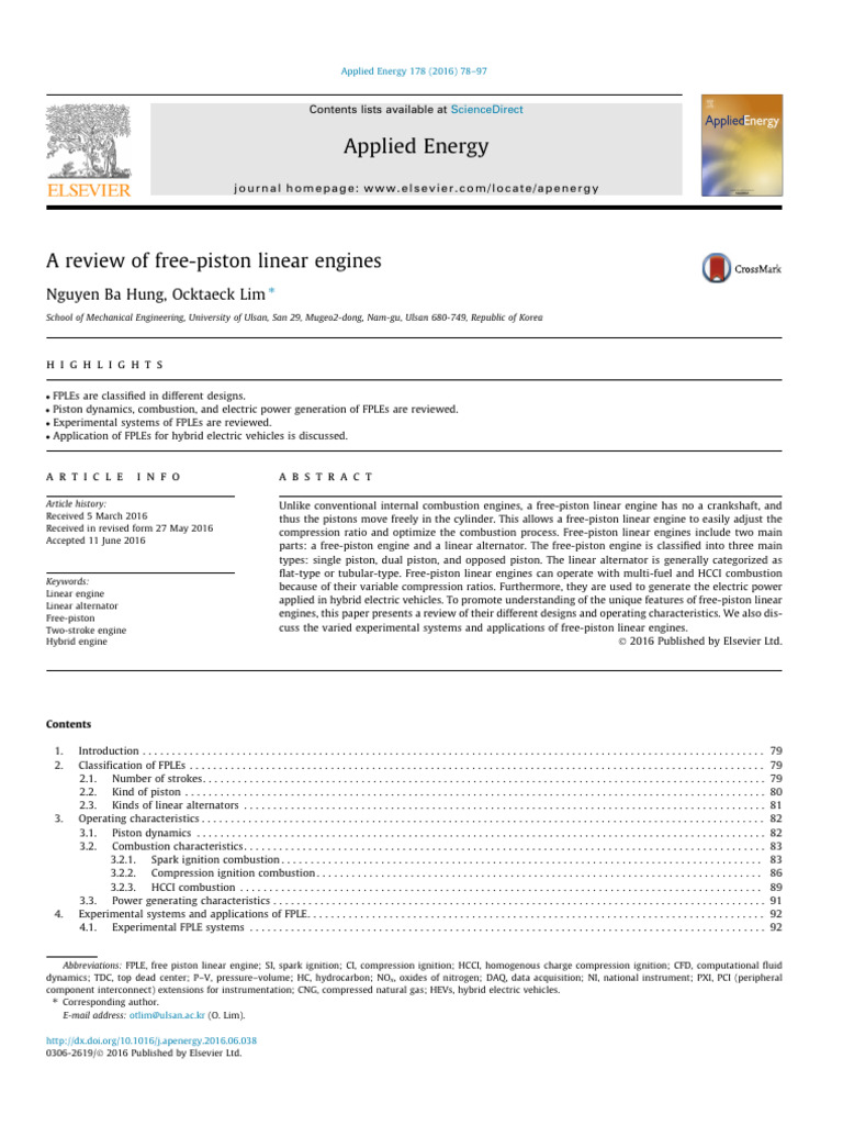 2 A Review of Free-Piston Linear Engines | PDF | Internal Combustion ...