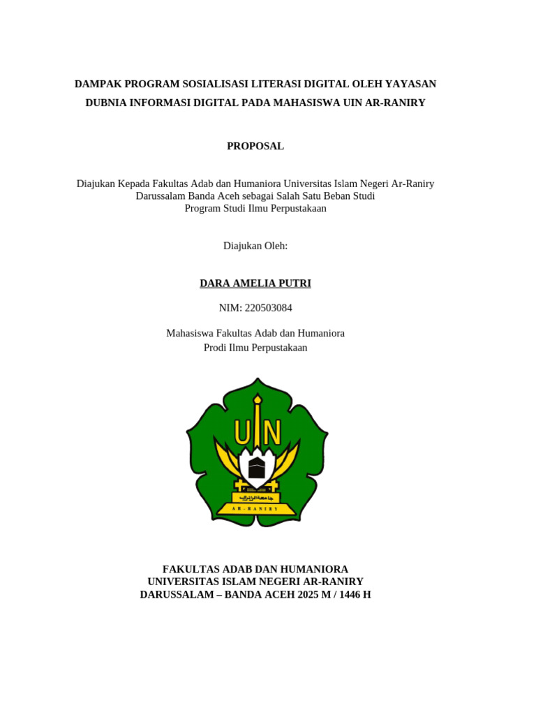 Bismillah Proposal Dara Amelia Fixxx | PDF