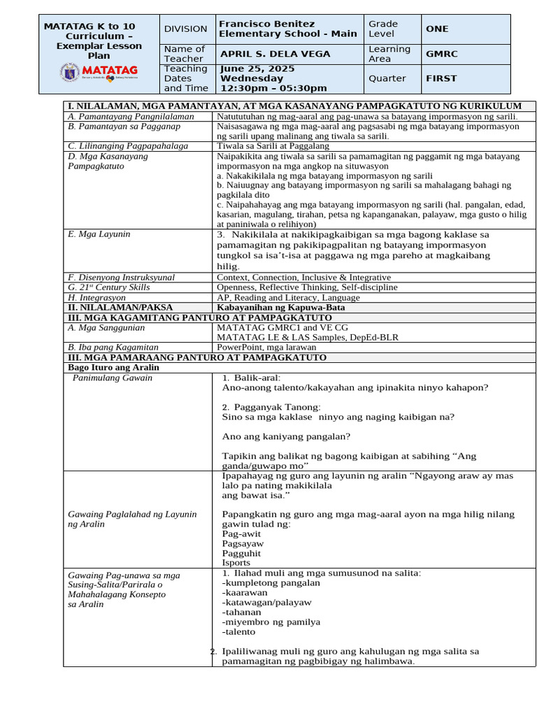 DLP GMRC Q1 W1D3 | PDF