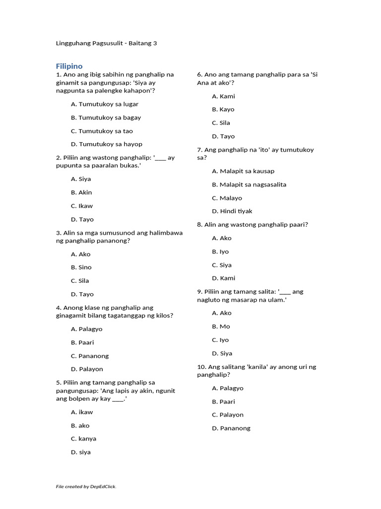 Grade 3 Weekly Test Part 1 | PDF