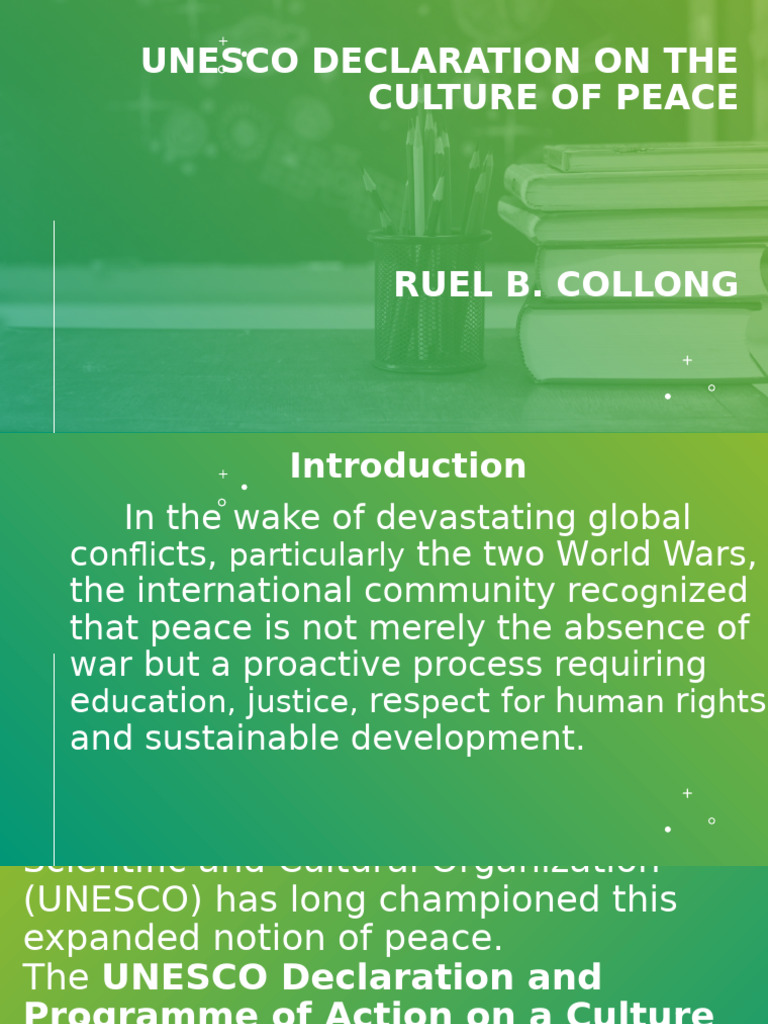 UNESCO Culture of Peace Declaration | PDF | Human Rights | Peace