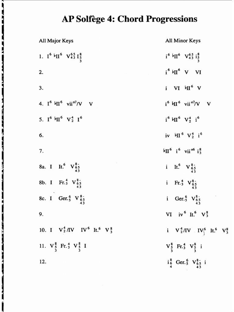 AP Solfege 4 - Chord Progressions | PDF